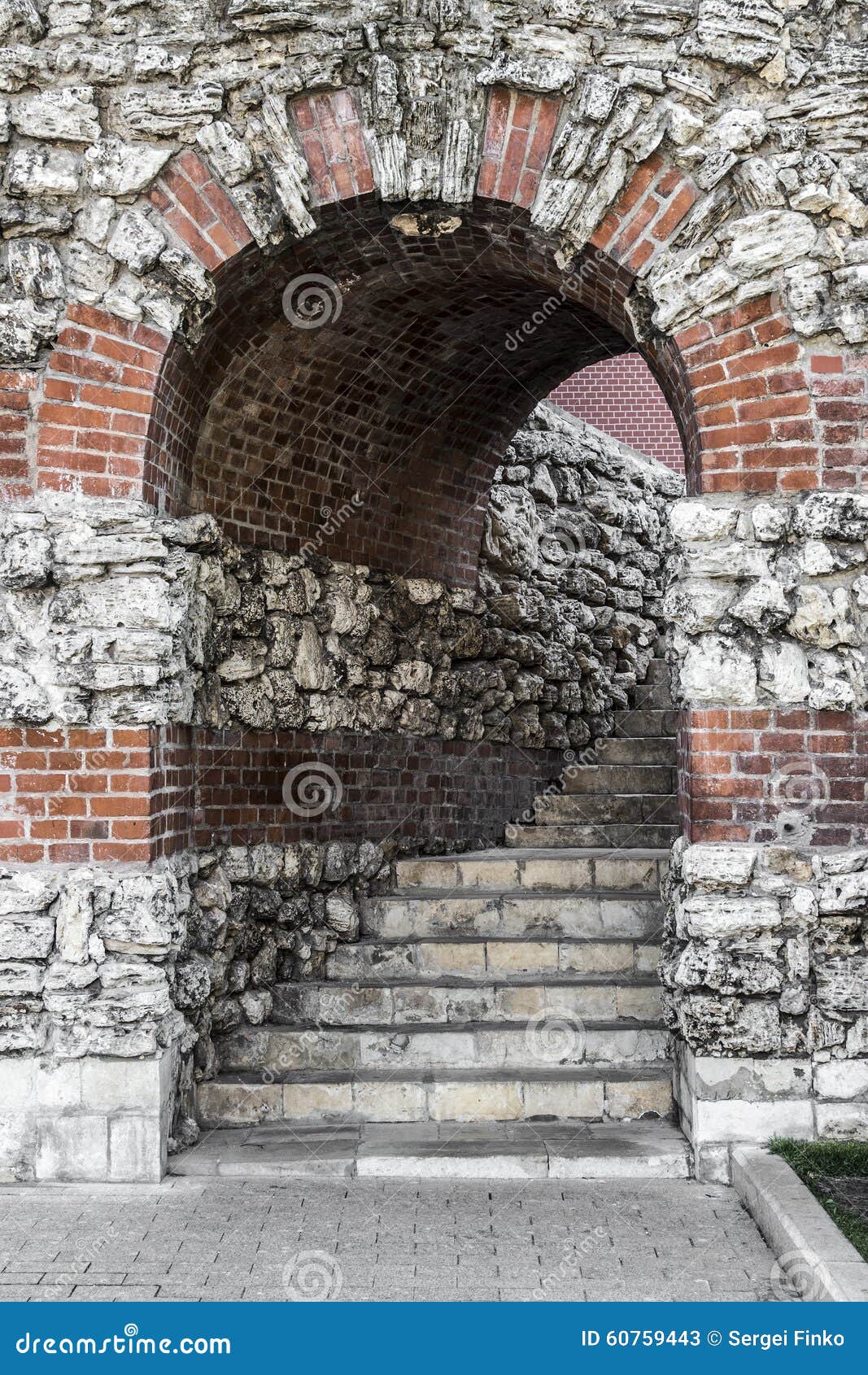 Arch in stone wall stock image. Image of cement, arch - 60759443