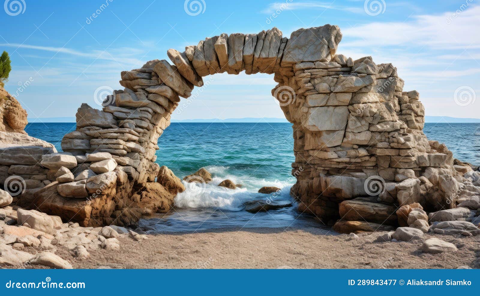 Arch of Stones on the Sea Summer Beach Stock Image - Image of holiday ...