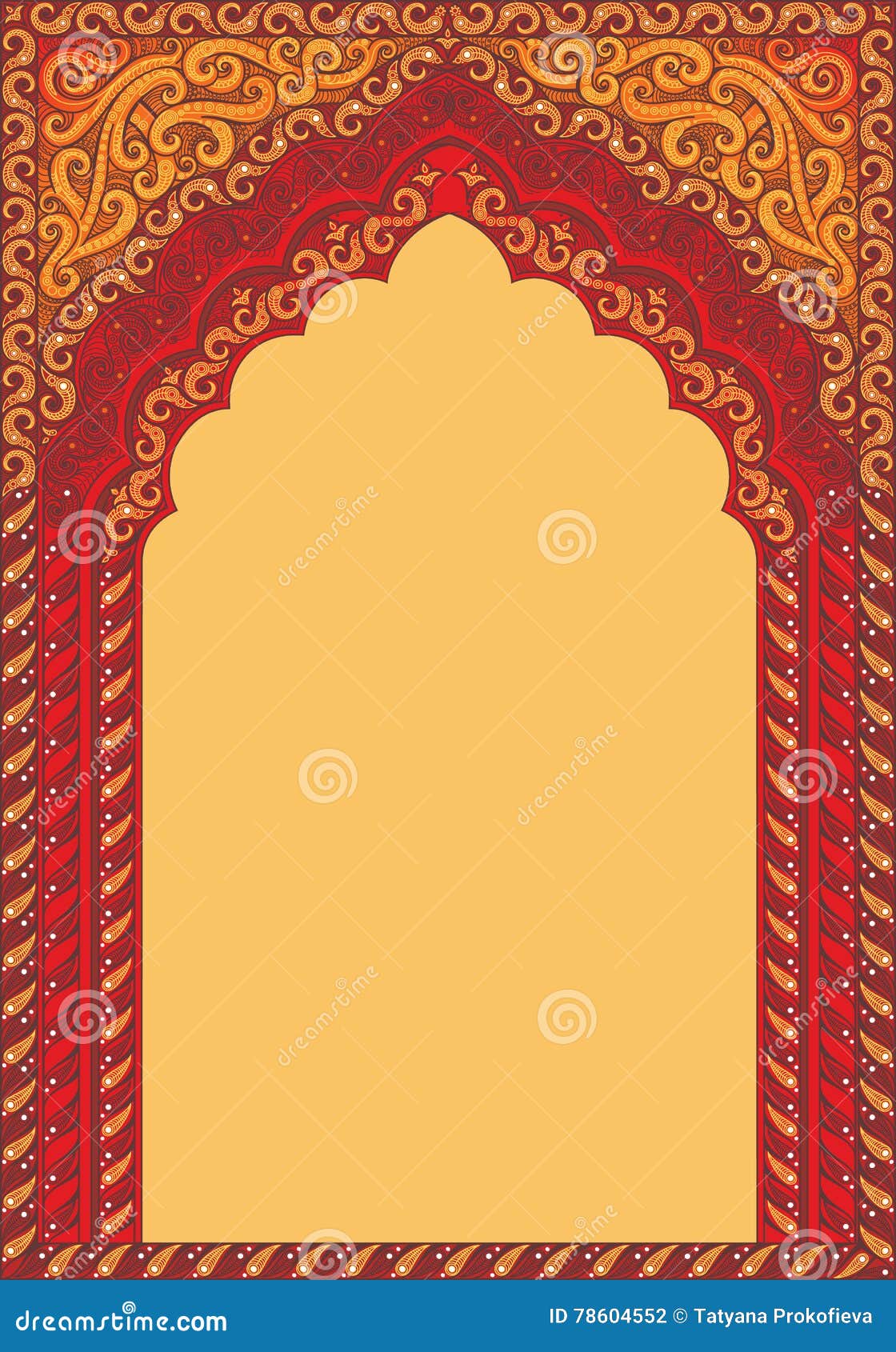 Arch-style Indian Red Ornaments, Template for Text. Stock Illustration ...