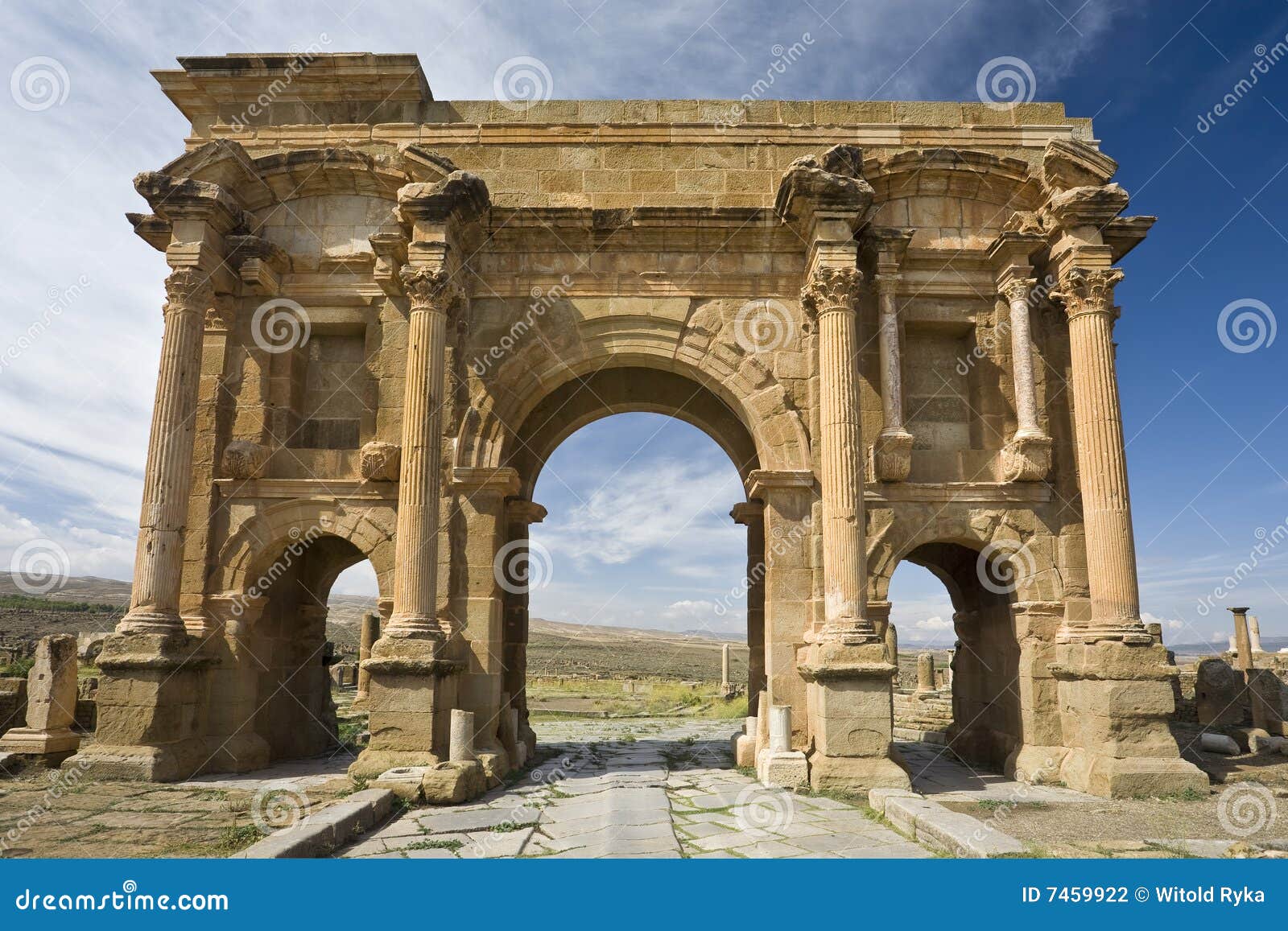 The Arch of Trajan stock photo. Image of antiquities, north - 7459922