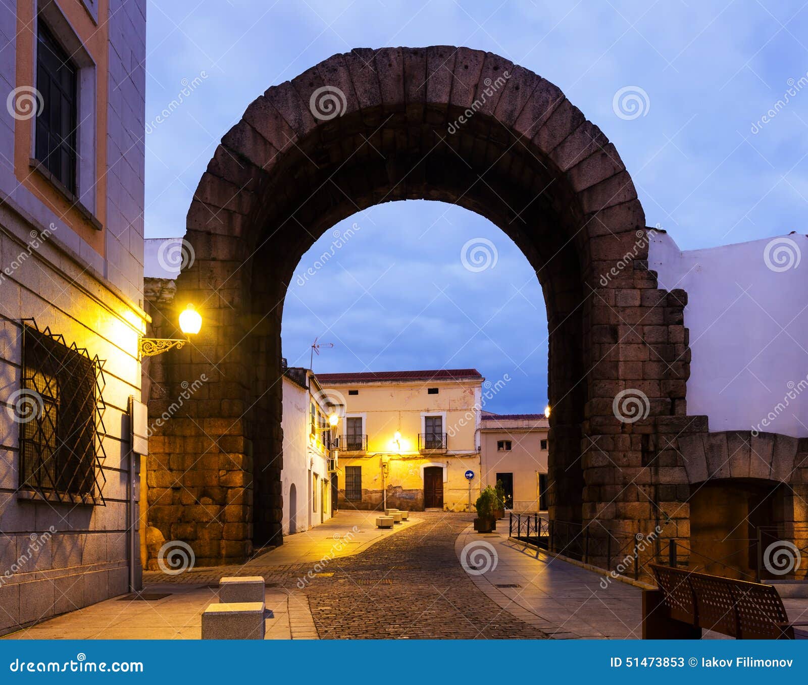 Arch of Trajan in Dawn. Merida Stock Image - Image of landscape ...