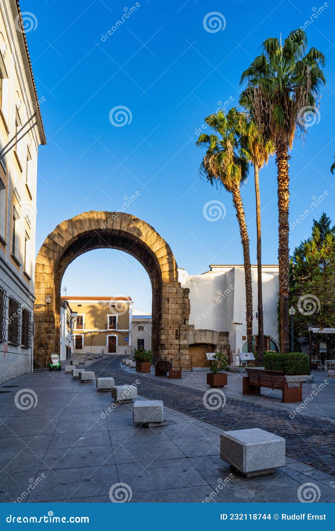 Arch of Trajan in Merida, Extremadura, Spain Stock Photo - Image of ...