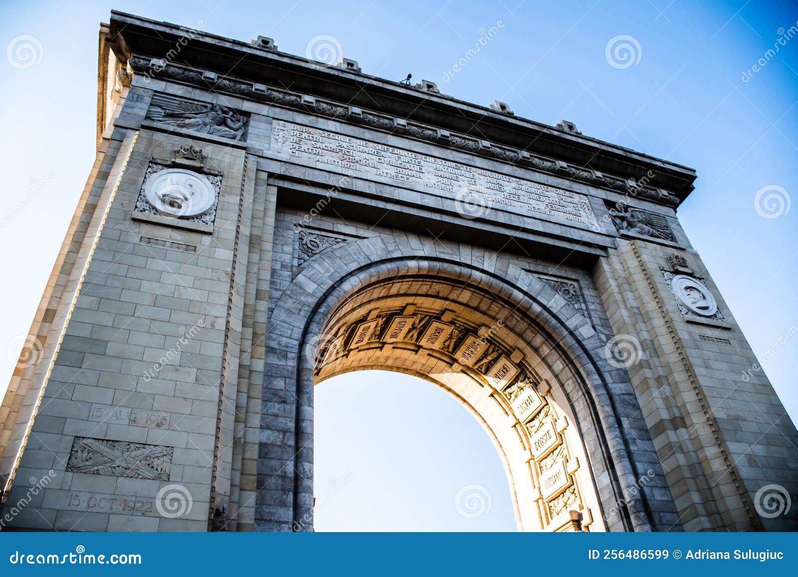 Arch of Triumph Arcul De Triumf Stock Image - Image of marble, road ...