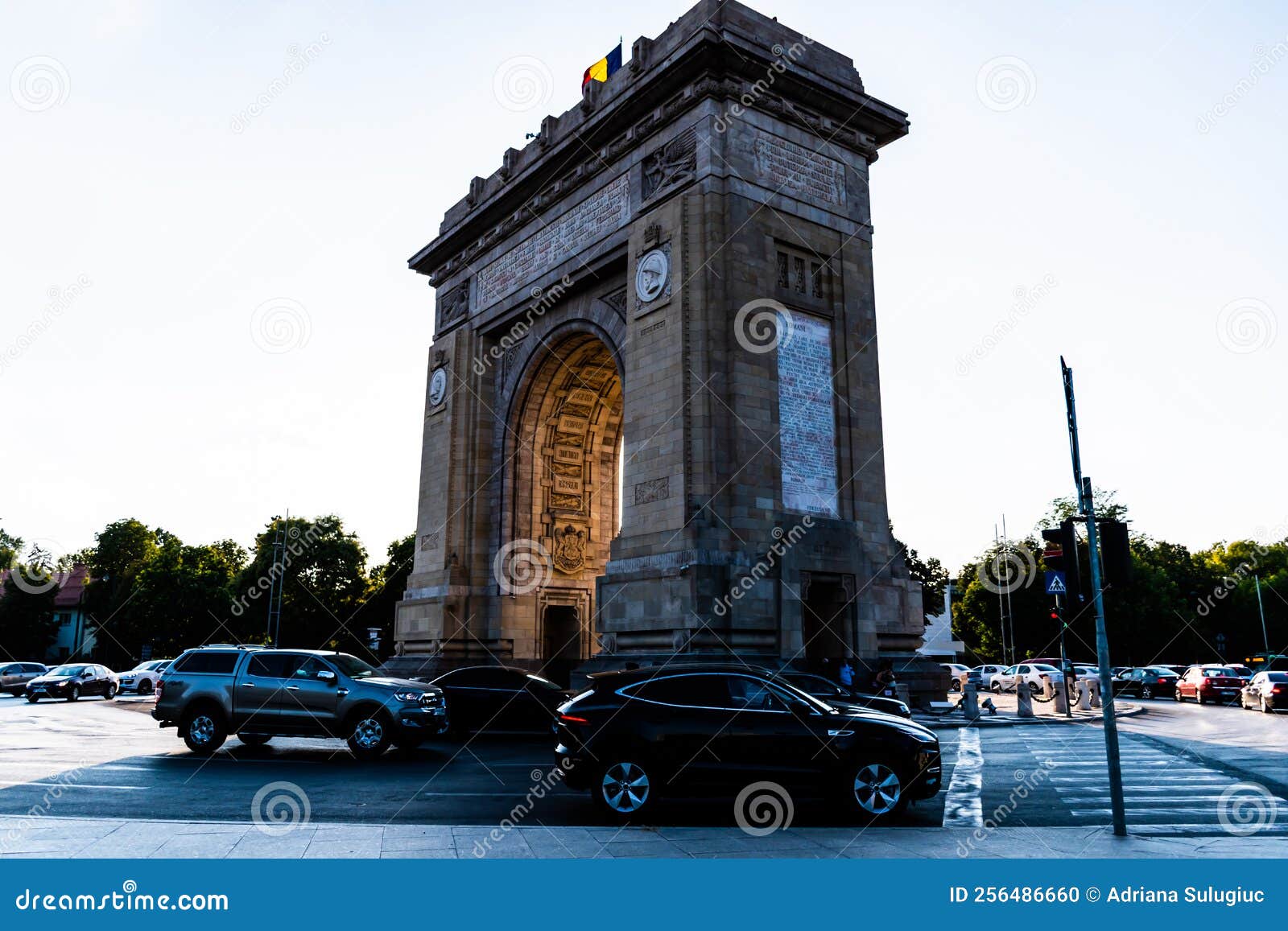 Arch of Triumph Arcul De Triumf Editorial Image - Image of facade ...