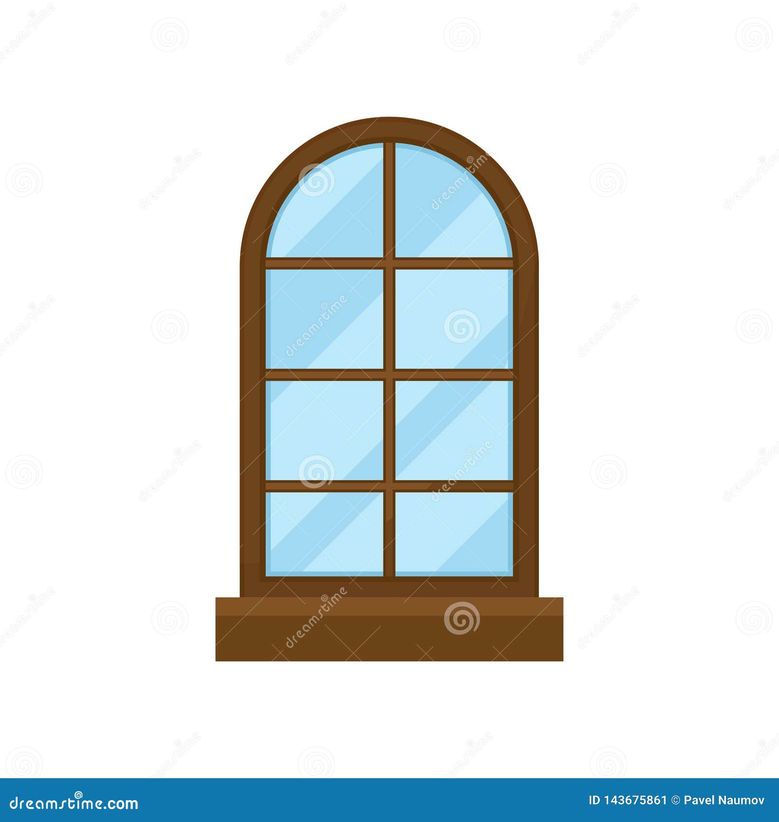 Arch Type Window on White Background. House Facade. Stock Vector ...