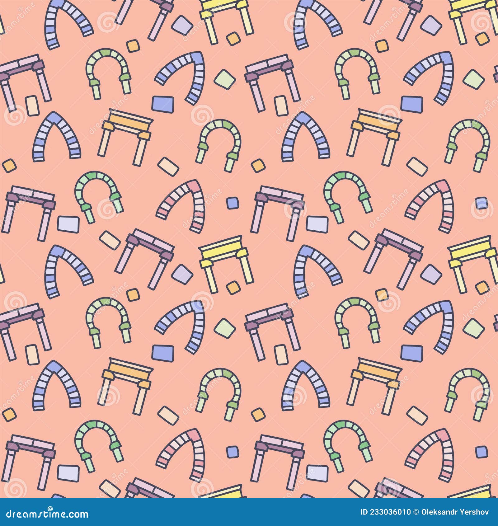 Arch Types Color Vector Doodle Simple Seamless Pattern Stock Vector ...