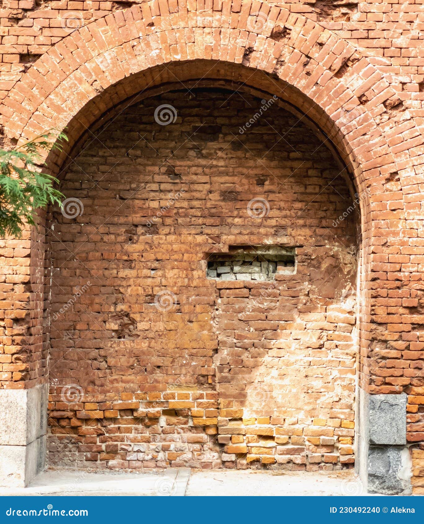 Arch in the Wall Made of Old Structural Bricks. Textured Background ...