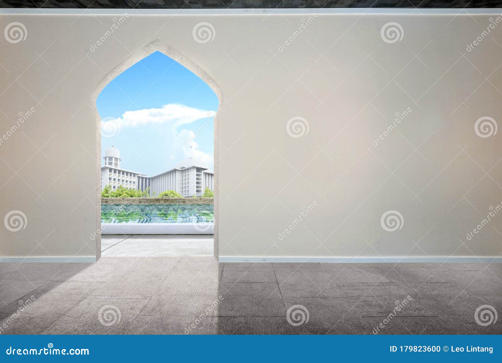 The Arch on the Wall with Mosque View Stock Photo - Image of design ...