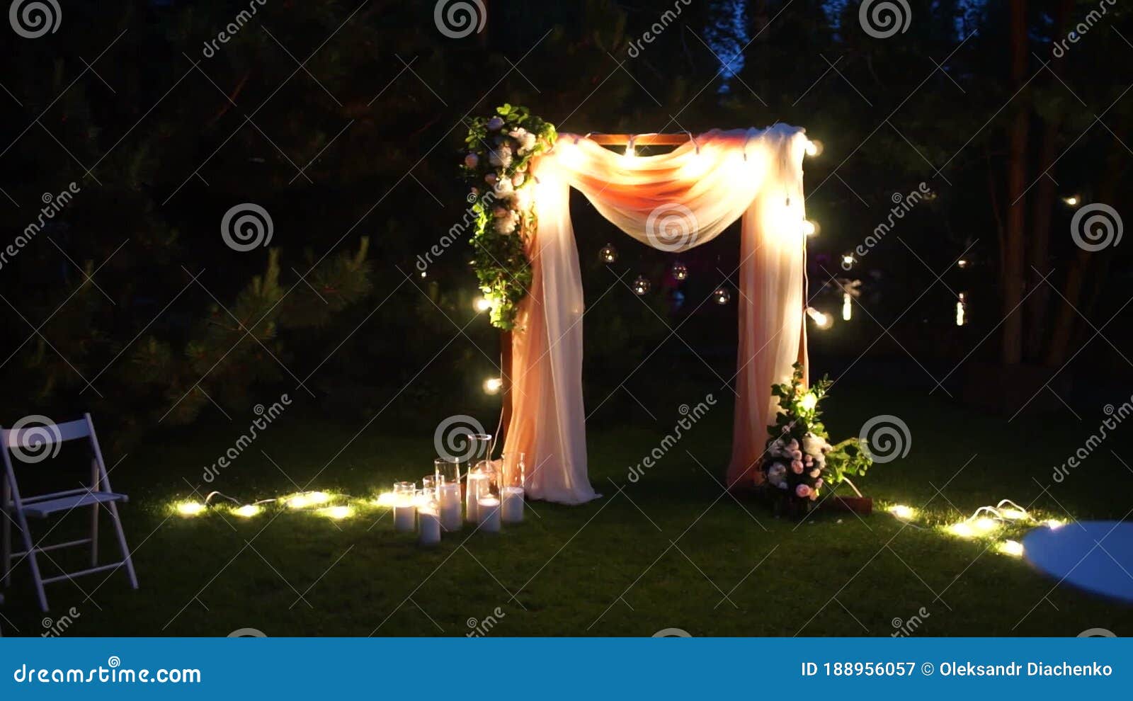Arch for a Wedding Ceremony at Night Stock Video - Video of event ...