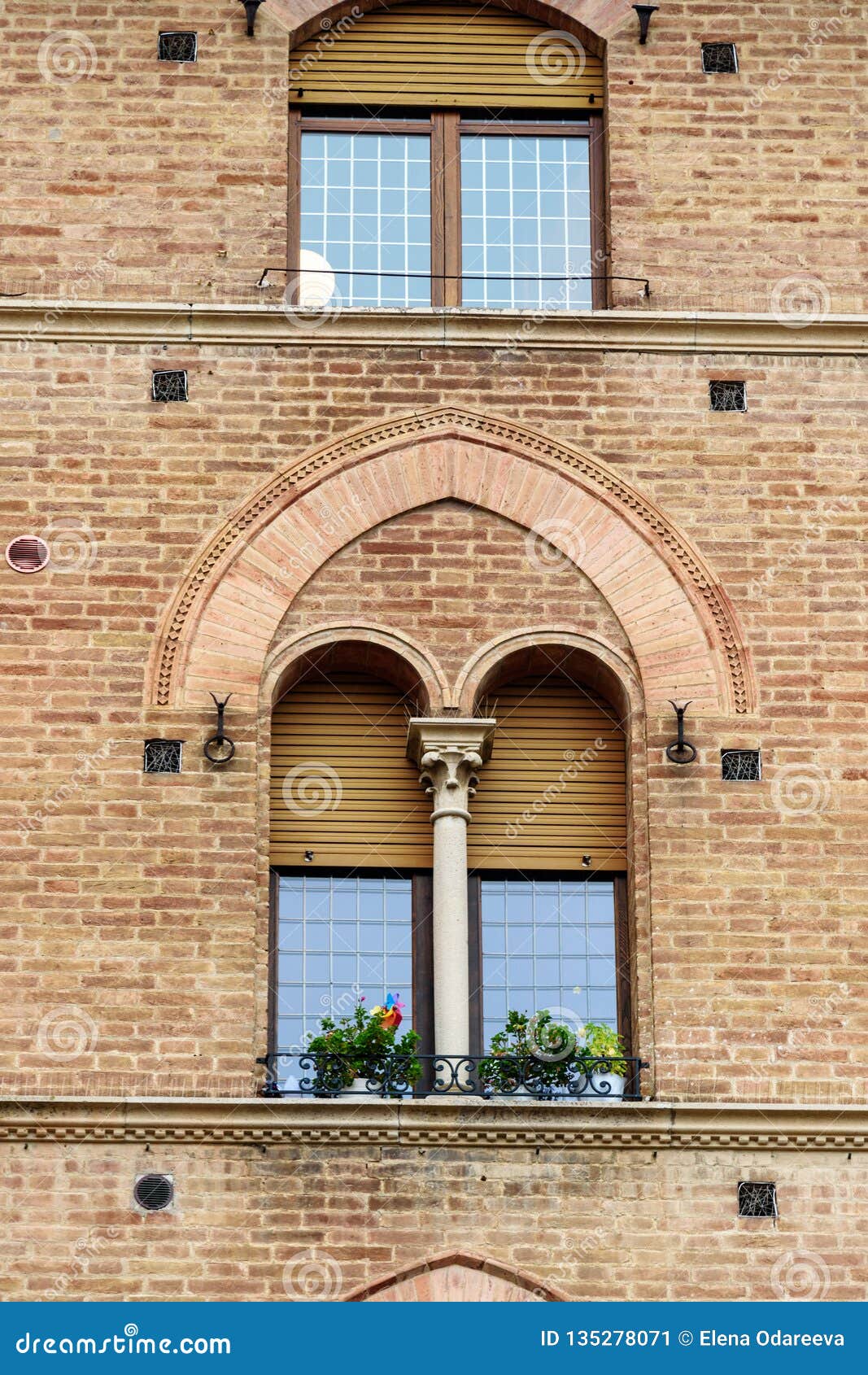 Arch Window on Medieval Brick Building. Siena. Italy Stock Image ...