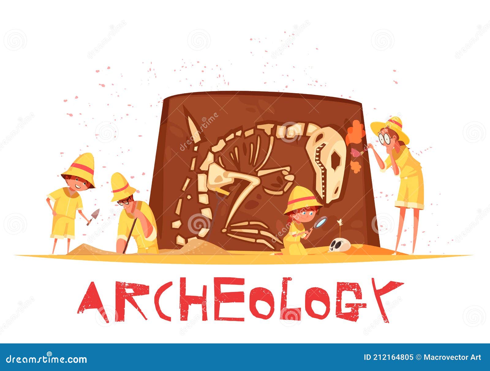 Archaeological Digs Dinosaur Skeleton Illustration Stock Vector ...