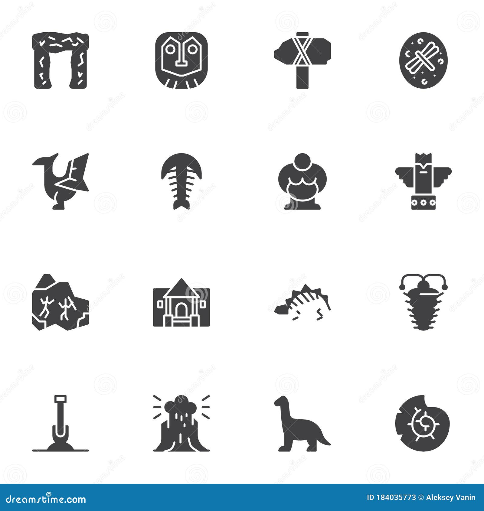 Archaeological Excavations Vector Icons Set Stock Vector - Illustration ...