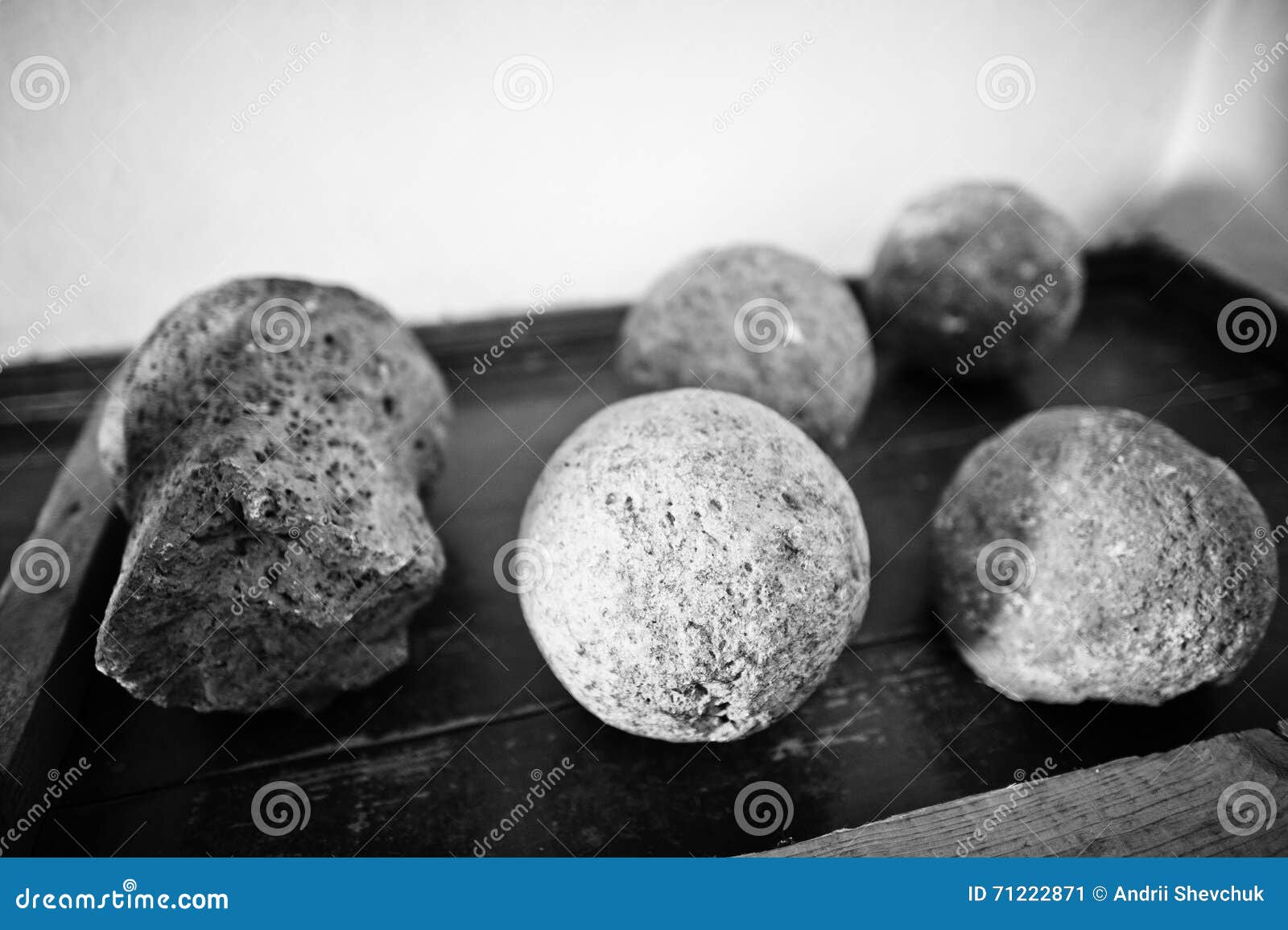 Archaeological Find, Round Stones and Shapeless Form. Black and Stock ...