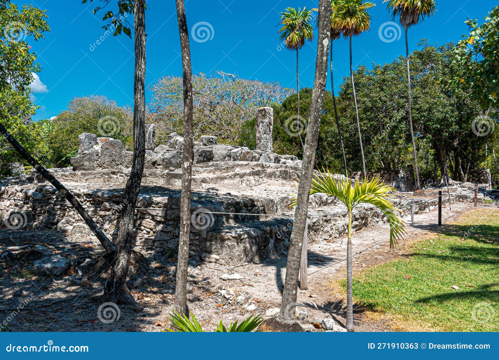 Archaeological Site of El Meco, Cancun, Mexico Stock Image - Image of ...