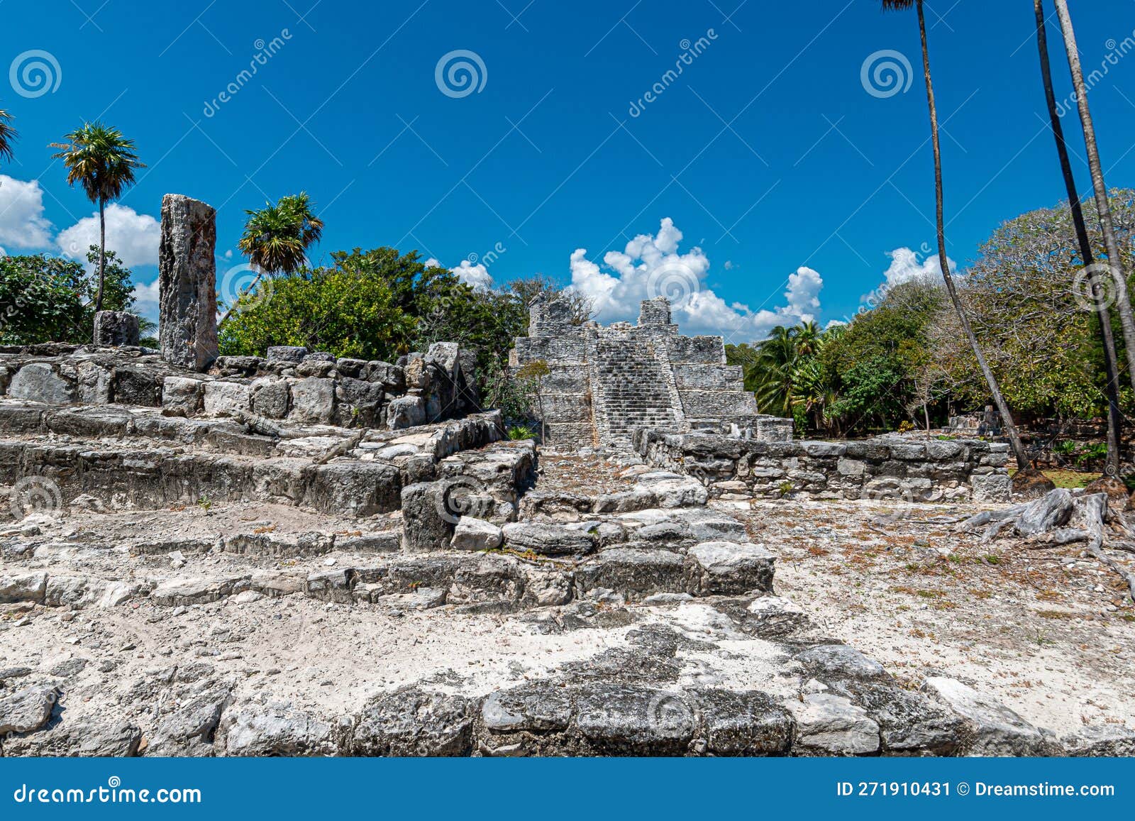 Archaeological Site of El Meco, Cancun, Mexico Stock Image - Image of ...
