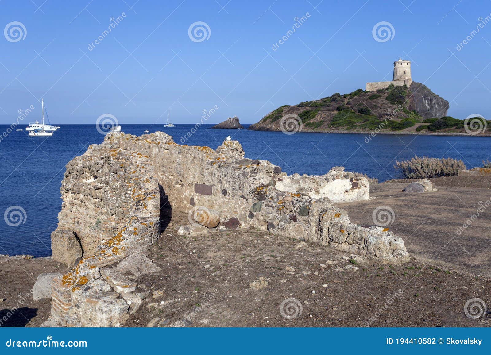 Archaeological Site of Nora, Italy Stock Photo - Image of ruins ...