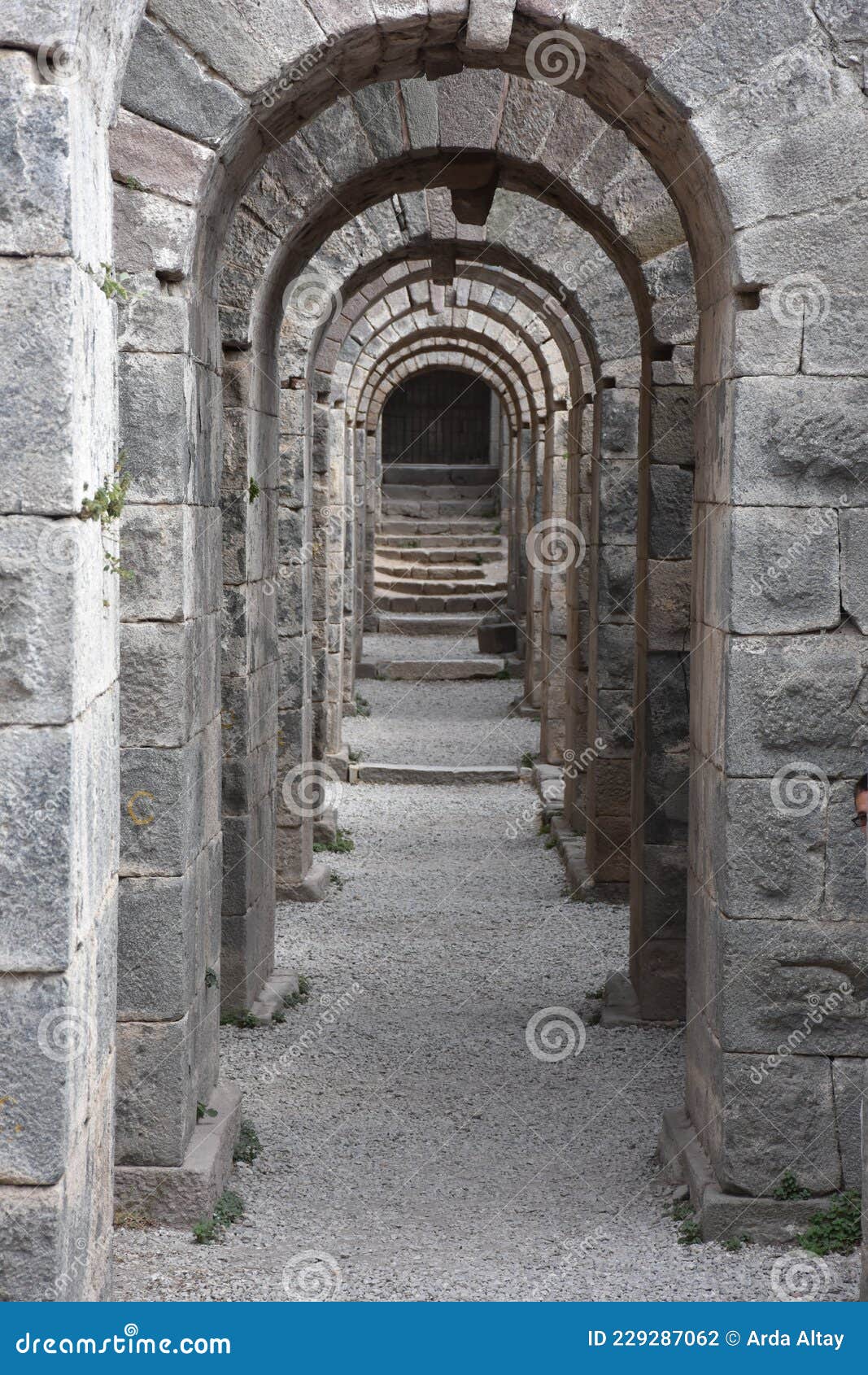Old Stone Arch, Domed Corridors and Doors Stock Photo - Image of ...