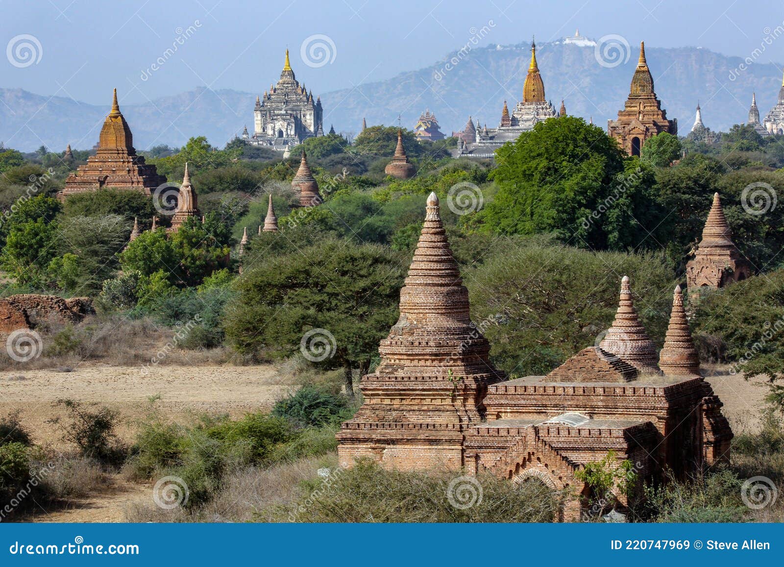 The Archaeological Zone - Bagan - Myanmar Stock Image - Image of aerial ...