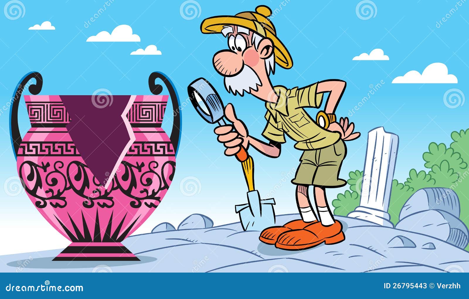 Archaeologist stock vector. Illustration of shovel, vase - 26795443