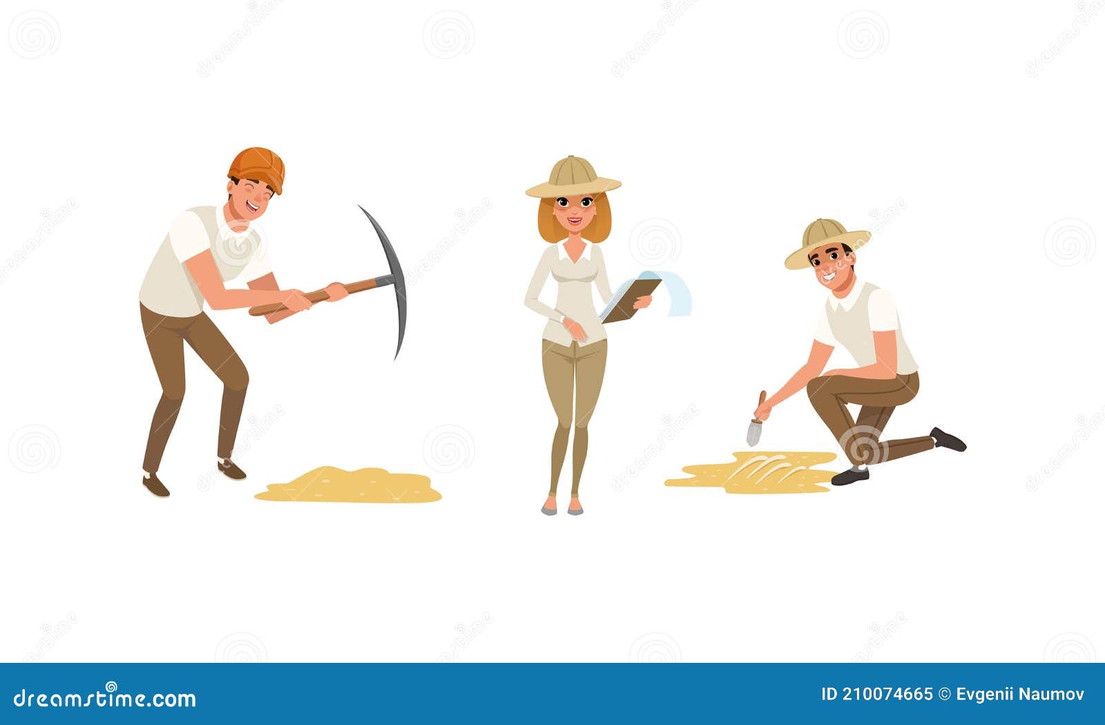 Archaeologist Characters Working on Excavations Set, Scientists Digging ...