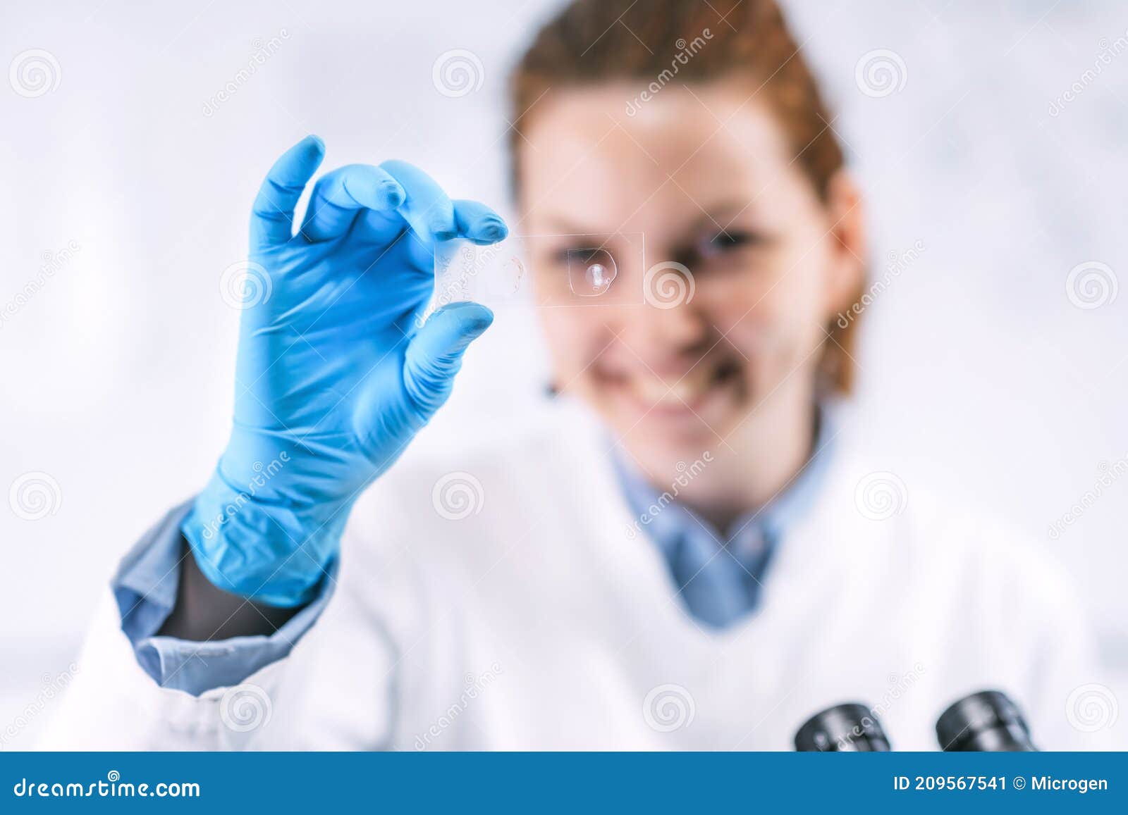 Archaeologist with Ancient Tooth Root Microscope Slide Stock Image ...