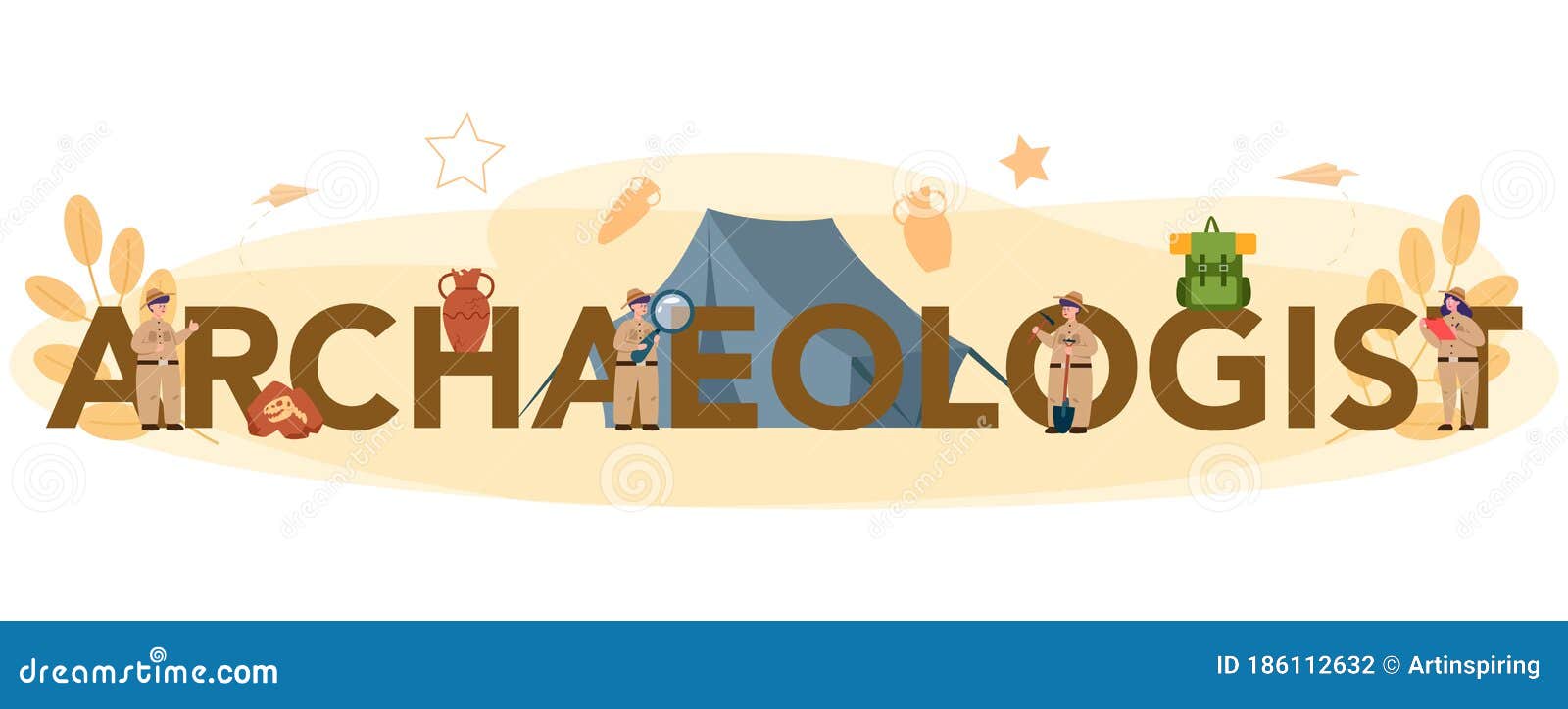 Archaeologist Typographic Header Concept. Ancient History Scientist ...