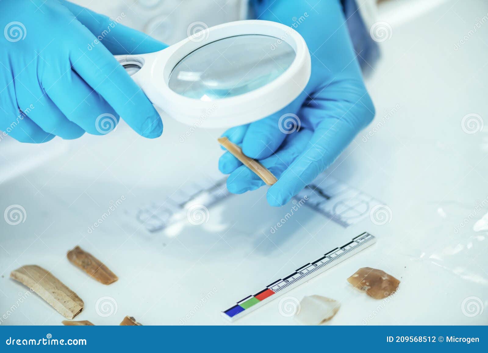 Archaeologist Using Lithic Analyzing Technique Laboratory Stock Photo ...