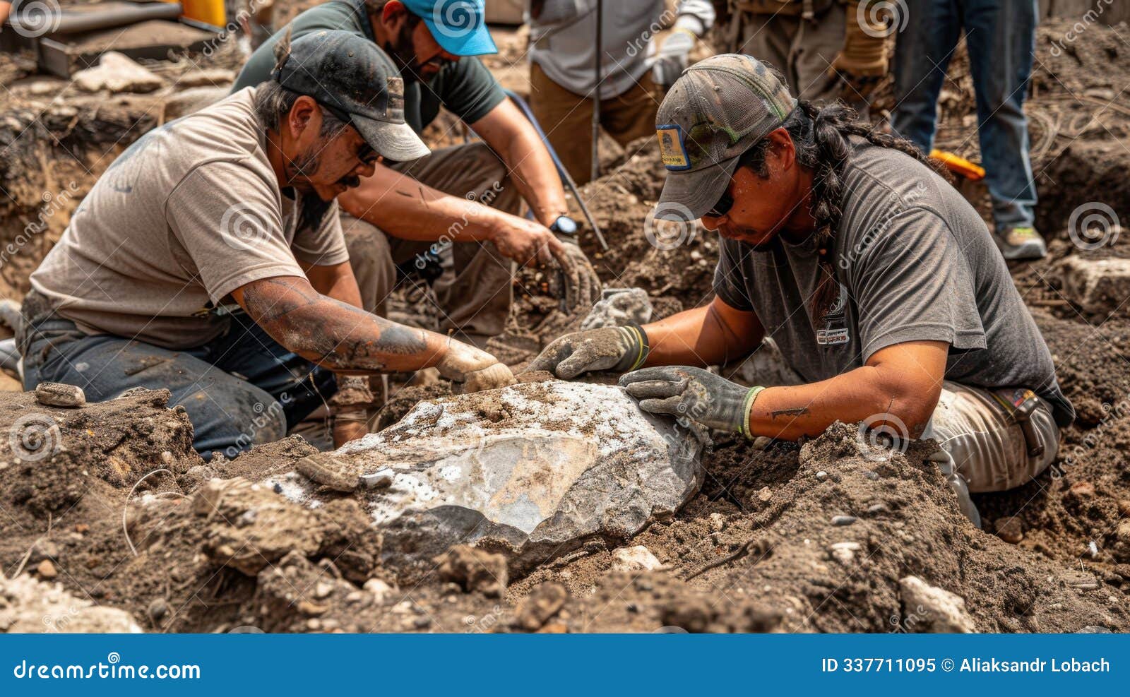 Archaeologists Work at the Excavation Site with Special Tools Stock ...