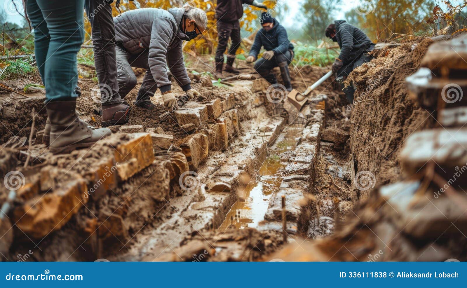 Archaeologists Work at the Excavation Site with Special Tools Stock ...