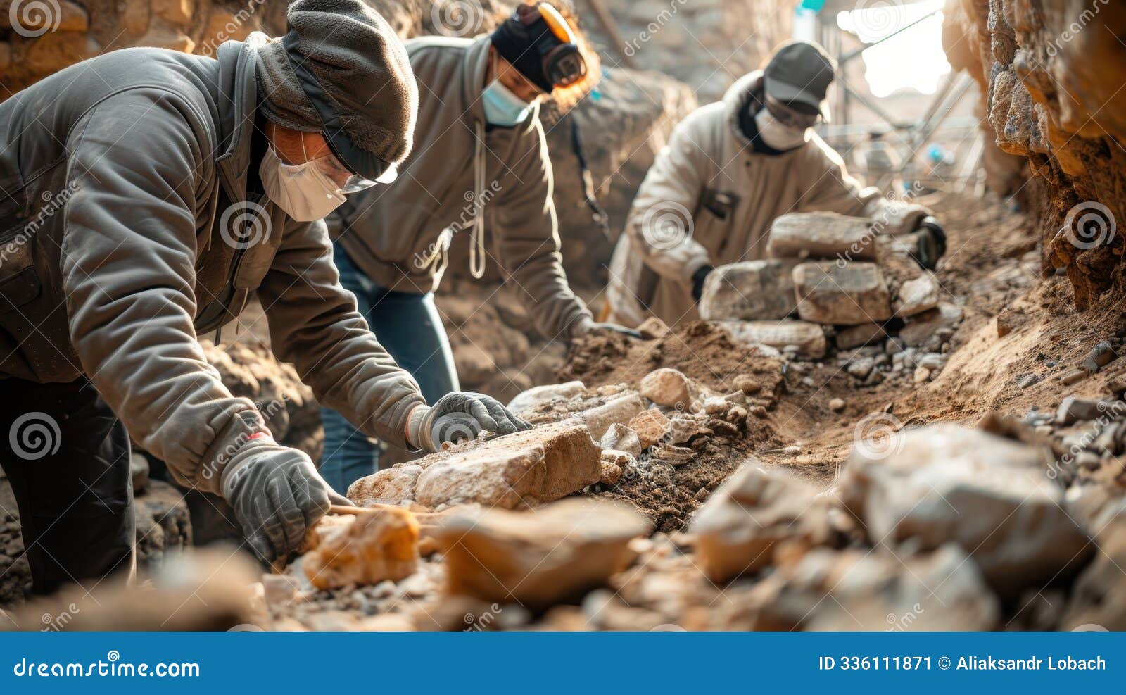 Archaeologists Work at the Excavation Site with Special Tools Stock ...