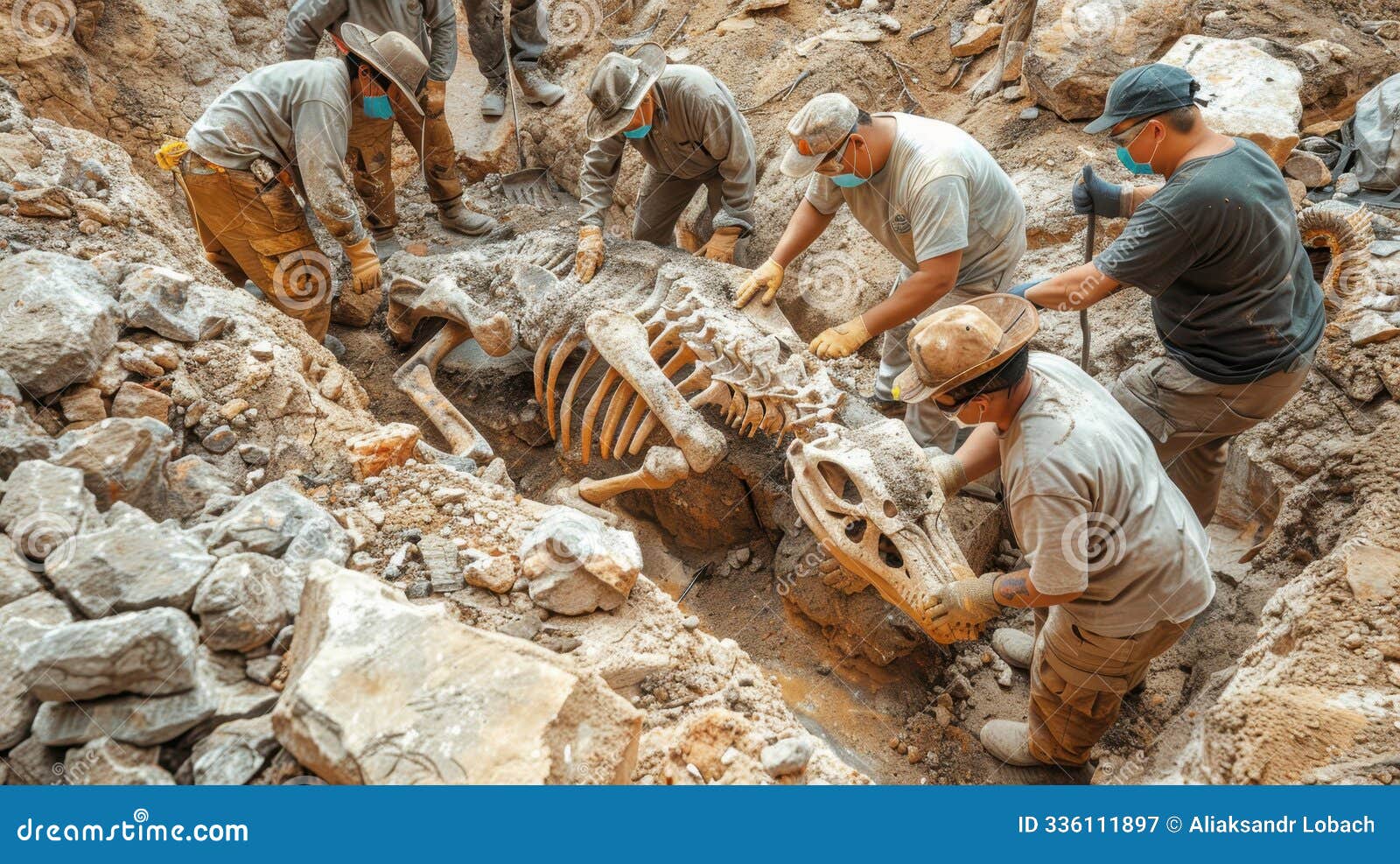 Archaeologists Work at the Excavation Site with Special Tools Stock ...