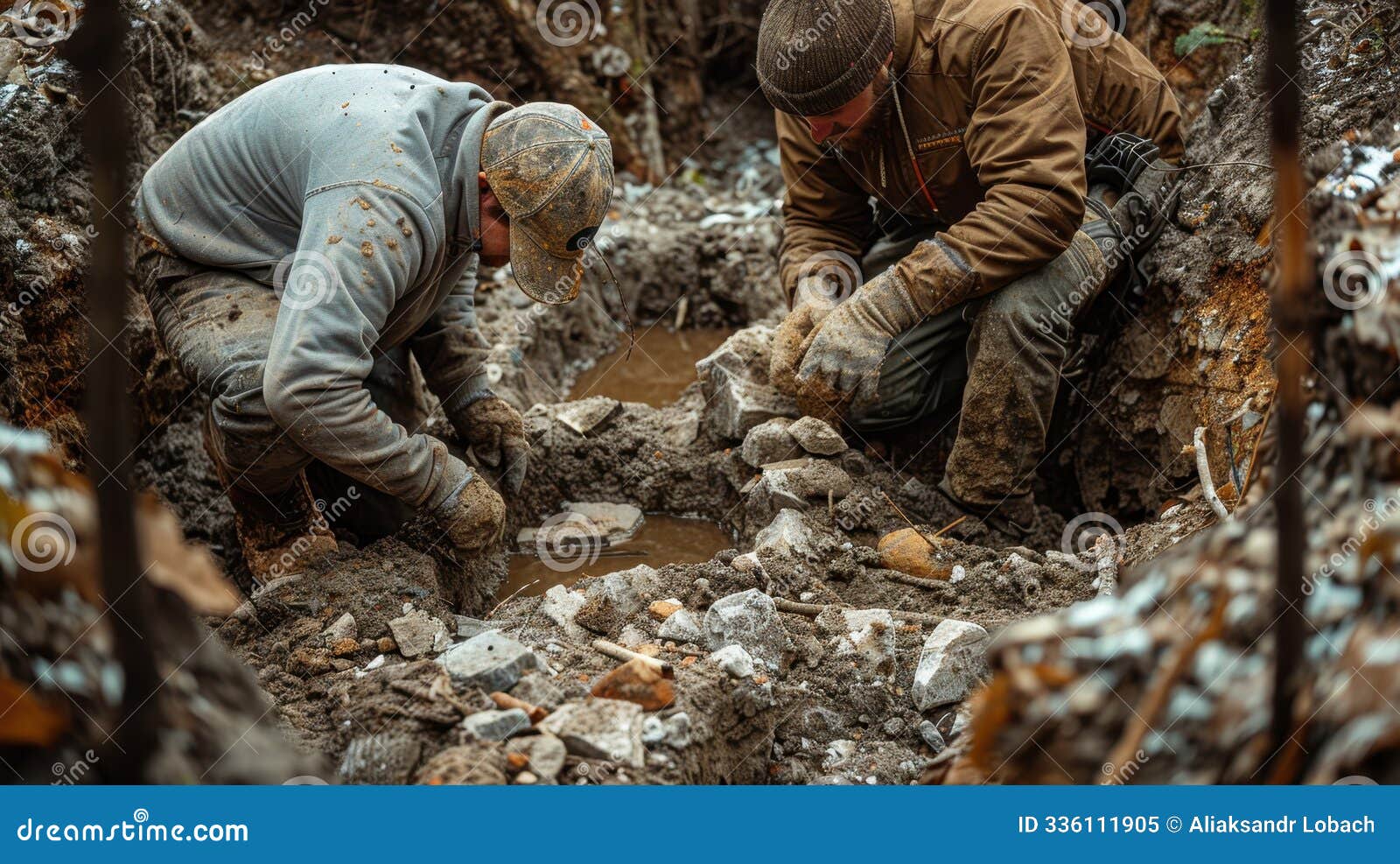 Archaeologists Work at the Excavation Site with Special Tools Stock ...