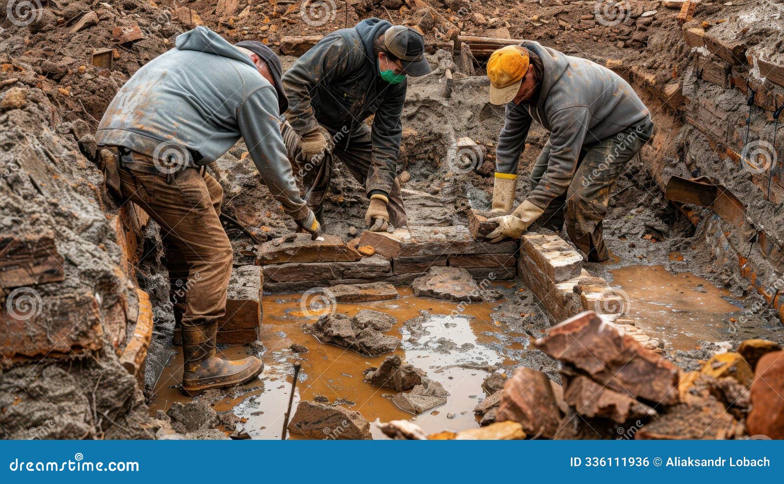 Archaeologists Work at the Excavation Site with Special Tools Stock ...