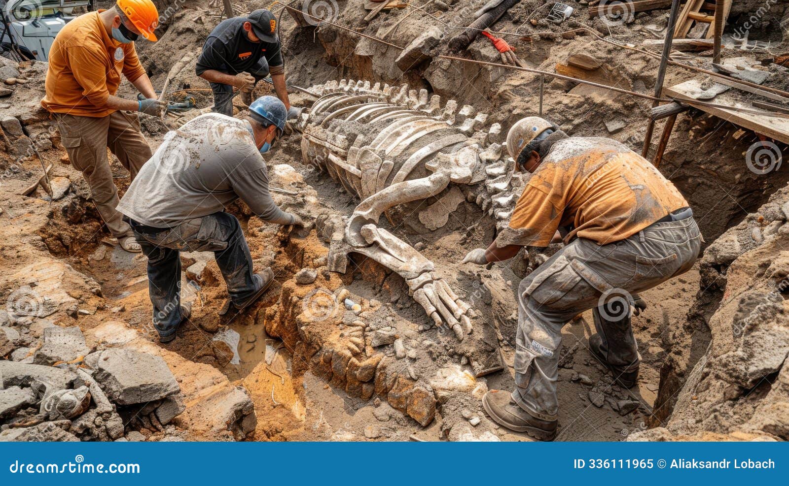 Archaeologists Work at the Excavation Site with Special Tools Stock ...