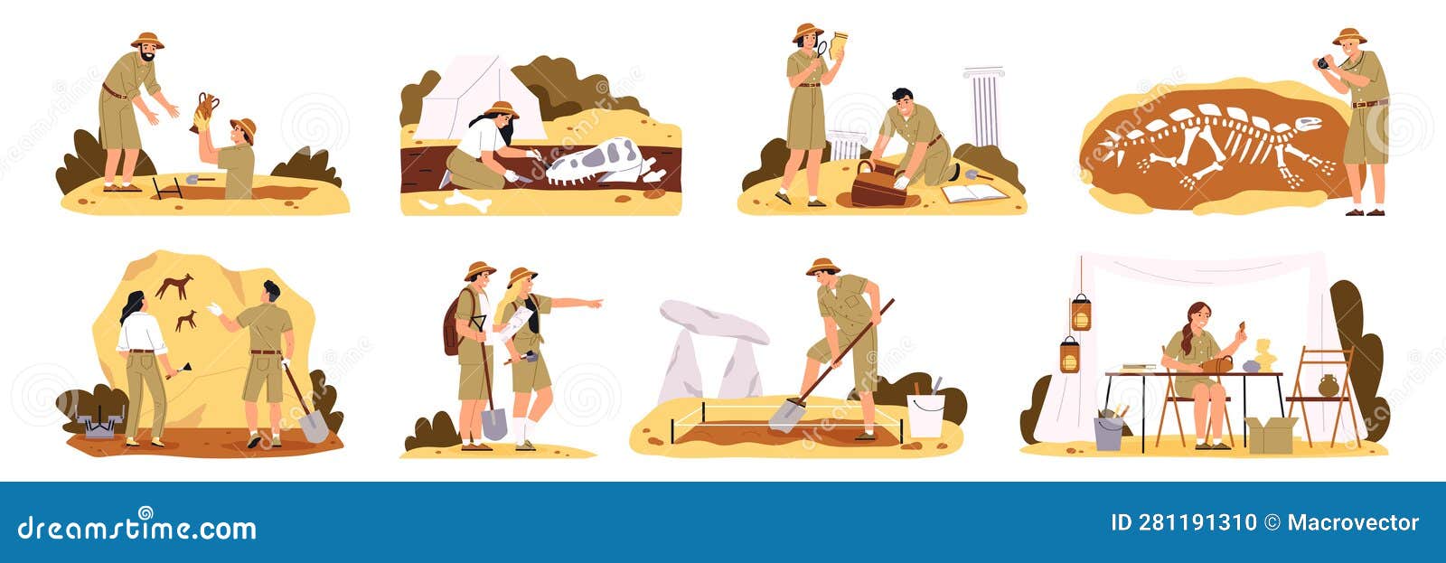 Archaeology Icons Set stock vector. Illustration of ancient - 281191310