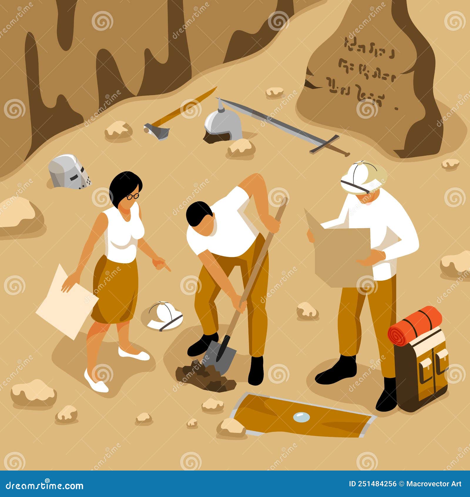 Archaeology Isometric Background Stock Vector - Illustration of ...