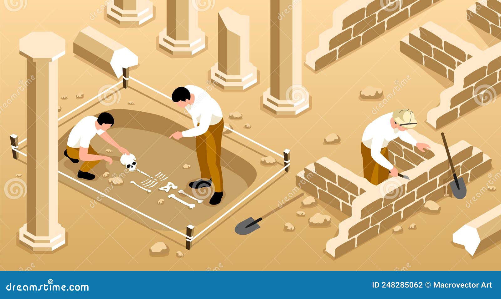 Archaeology Isometric Illustration Stock Vector - Illustration of ...