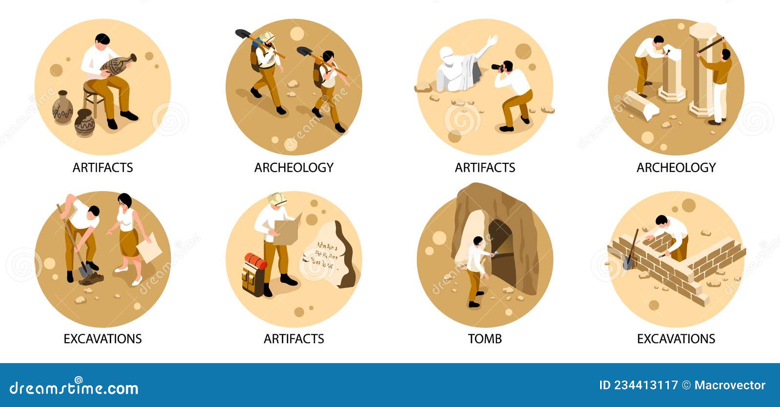 Archaeology Isometric Flowchart Vector Illustration | CartoonDealer.com ...