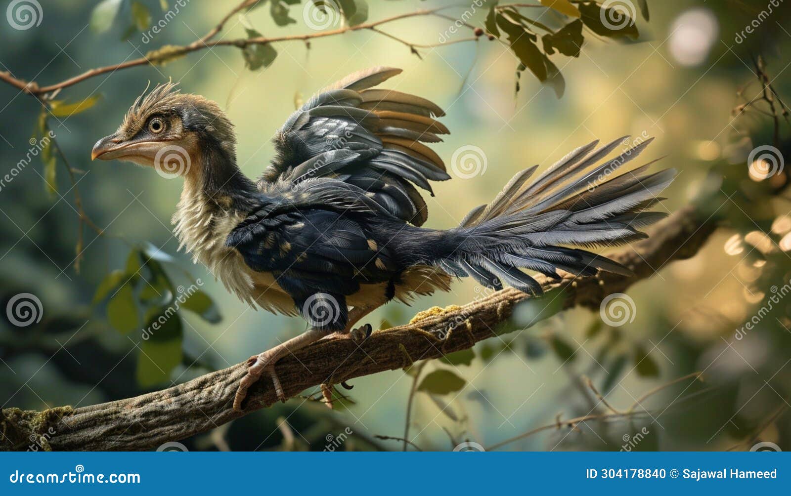Archaeopteryx Perched on a Tree Branch, Providing a Glimpse into the Early Stages of Avian ...