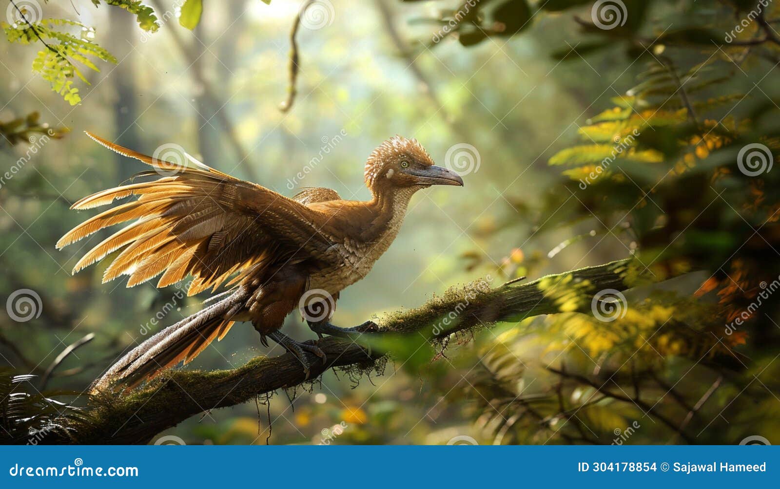 Archaeopteryx Perched on a Tree Branch, Providing a Glimpse into the Early Stages of Avian ...