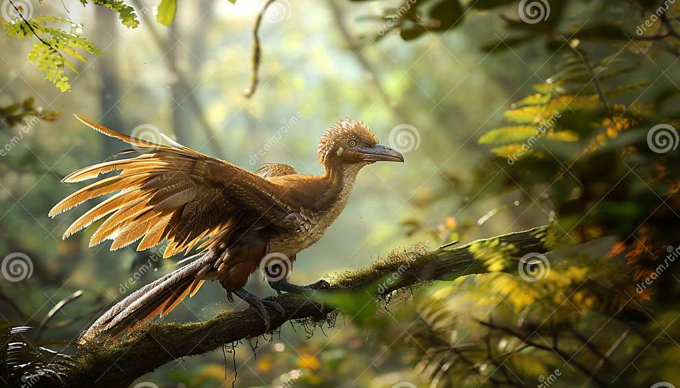 Archaeopteryx Perched on a Tree Branch, Providing a Glimpse into the Early Stages of Avian ...