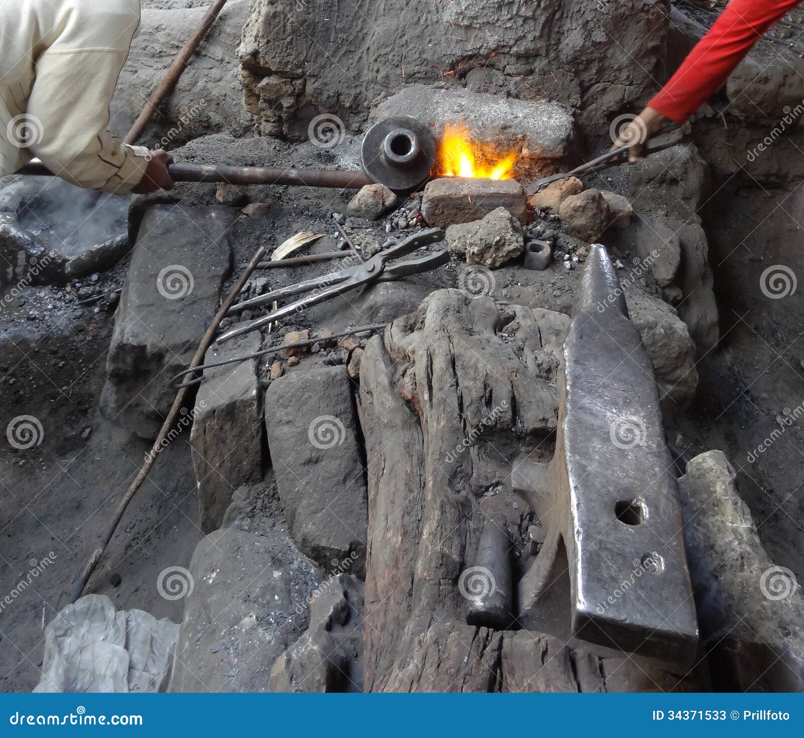 Archaic forge stock image. Image of instrument, glow - 34371533