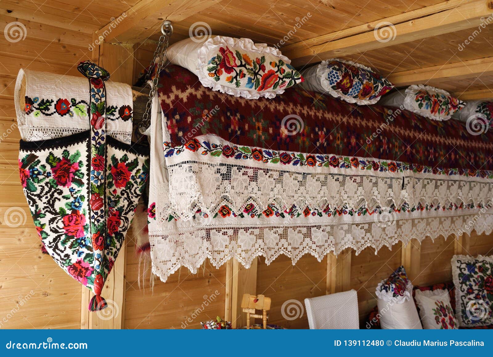 Rustic Interior in an Old House from Maramures, Romania Stock Photo ...