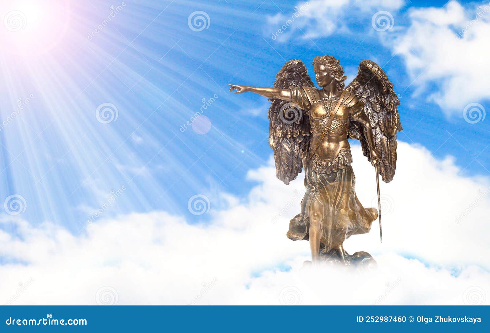 Archangel Michael Against the Background of the Sky and the Rays of the ...