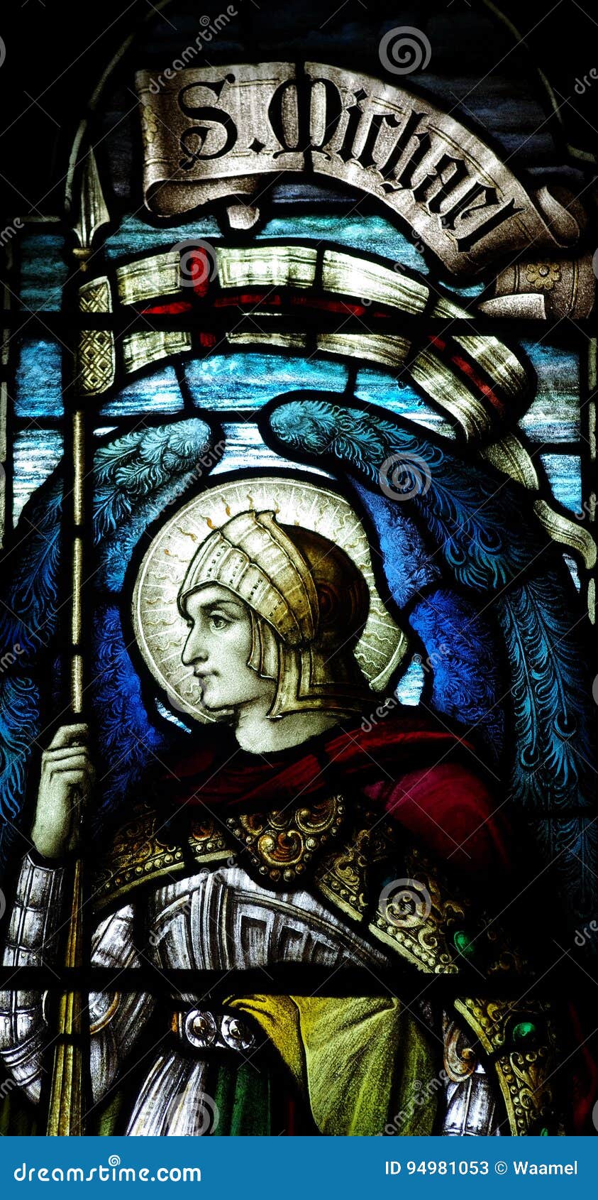 Archangel Michael in Stained Glass Stock Image - Image of messenger ...