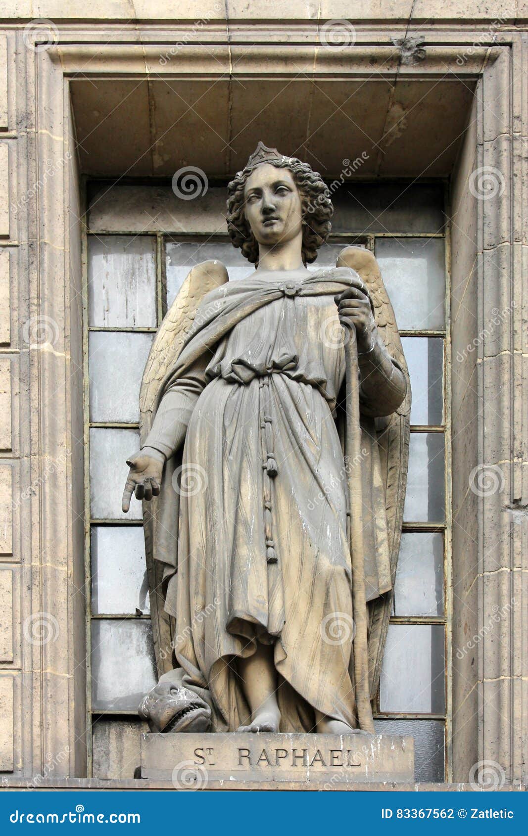 Archangel Raphael Statue On The Building Facade In Lucerne Stock Photo ...