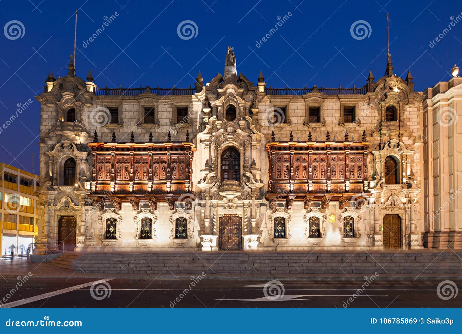 Archbishop Palace, Lima stock image. Image of attraction - 106785869