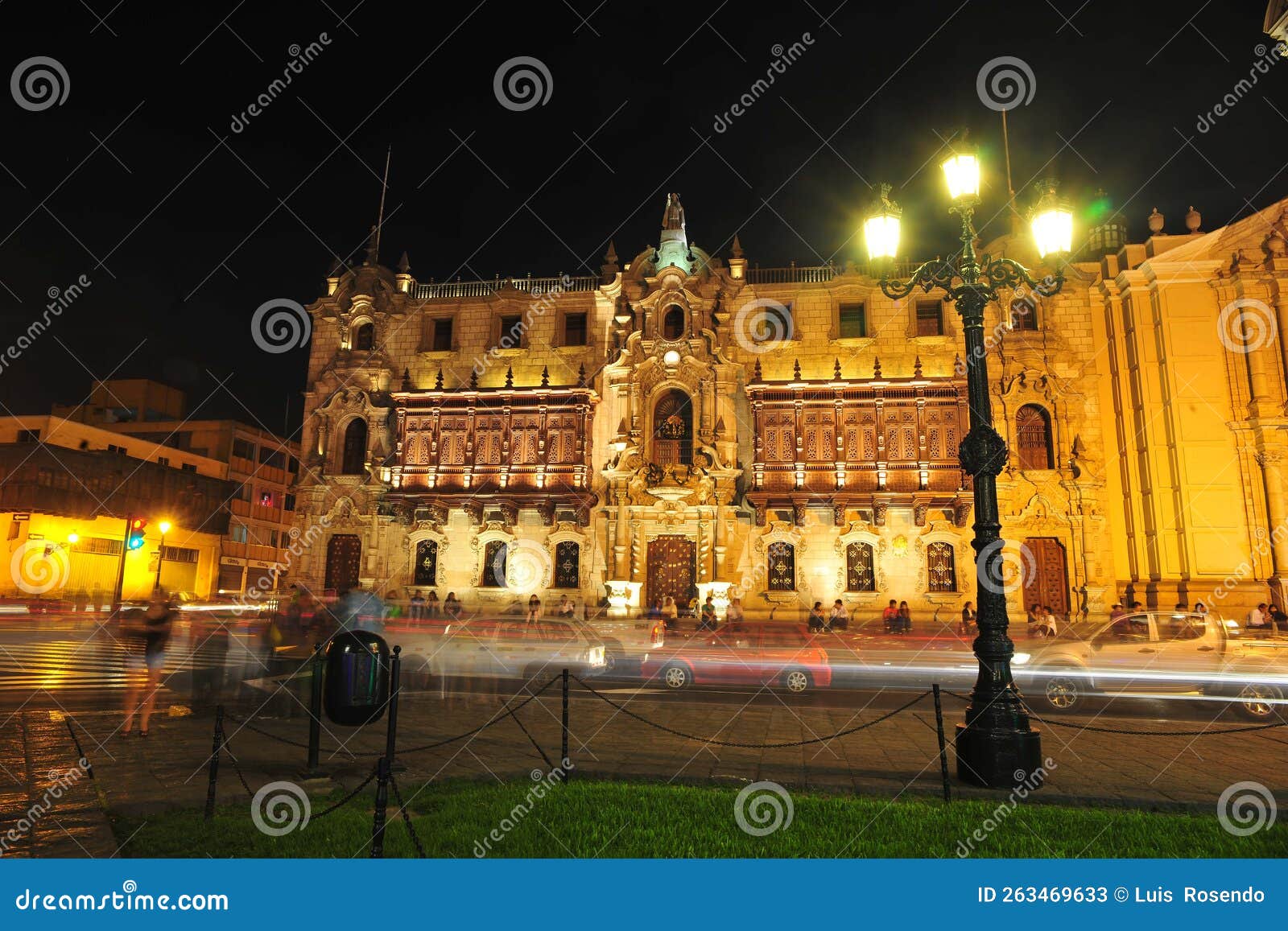 The Archbishop Palace of Lima at Night, Located on the Plaza Mayor of ...