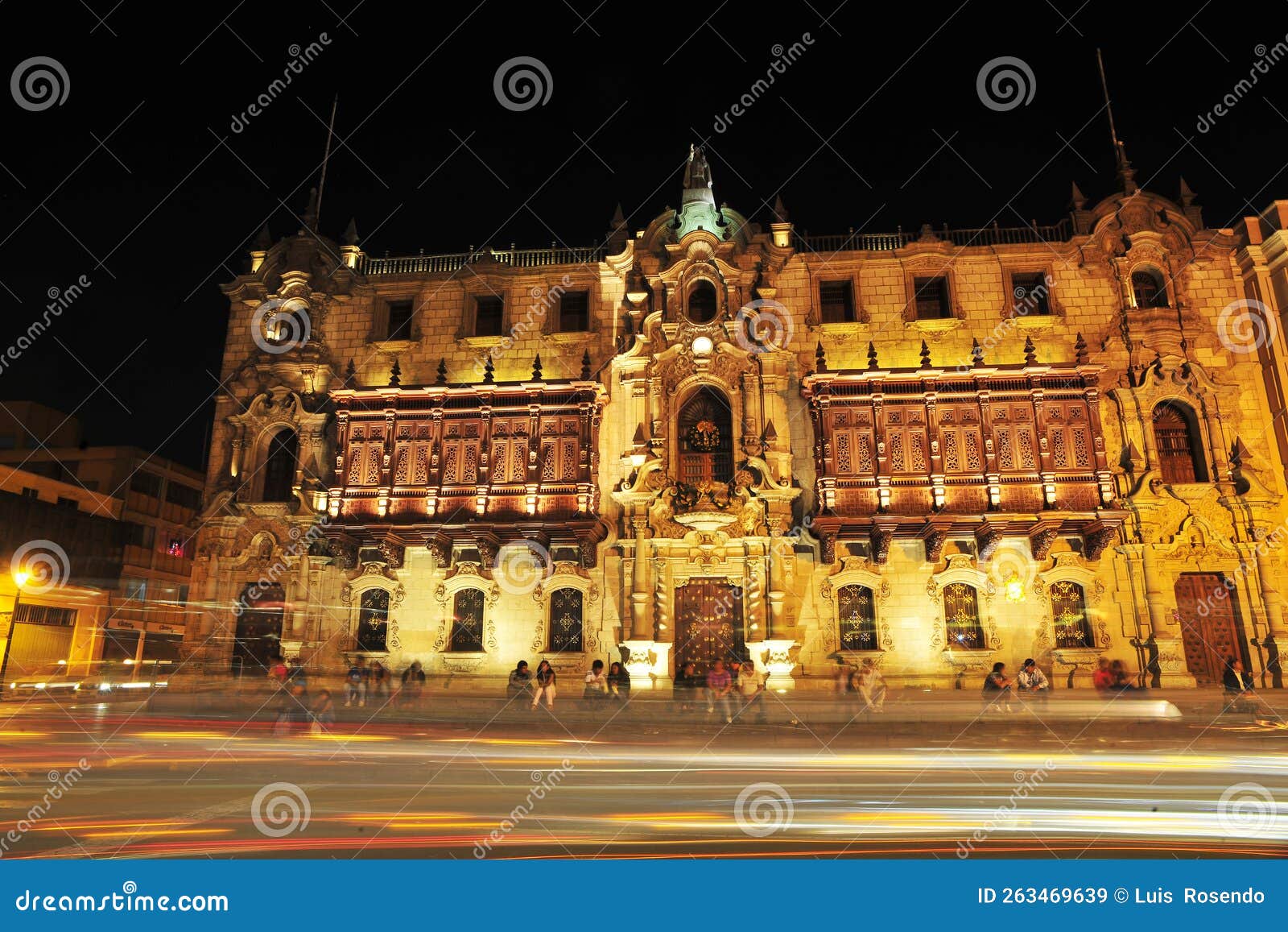 The Archbishop Palace of Lima at Night, Located on the Plaza Mayor of ...