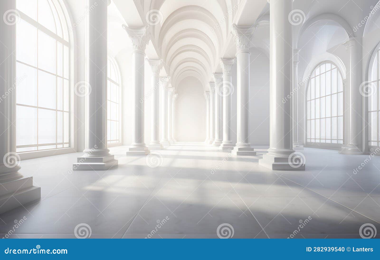 Arched Architectural Perspective in Antique Style. Floor-to-ceiling ...